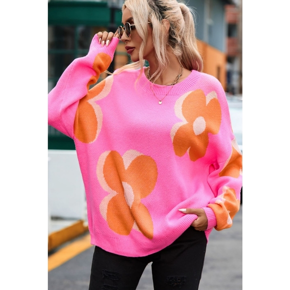 Lovely Rosetta | Sweaters | Pretty In Pink Floral Sweater | Poshmark